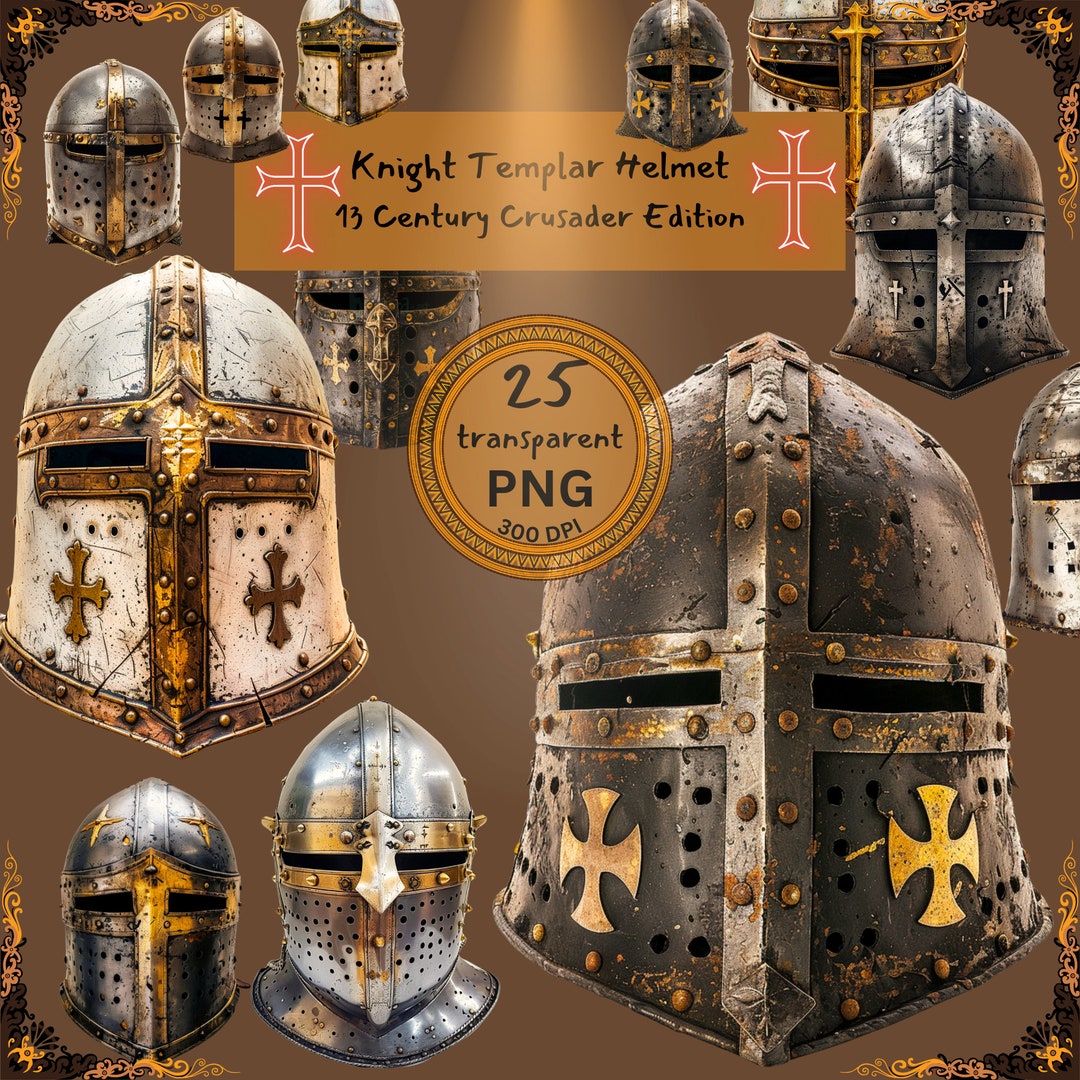 Knight Templar Helmet Clipart Bundle 13 Century Crusader Edition! - Etsy