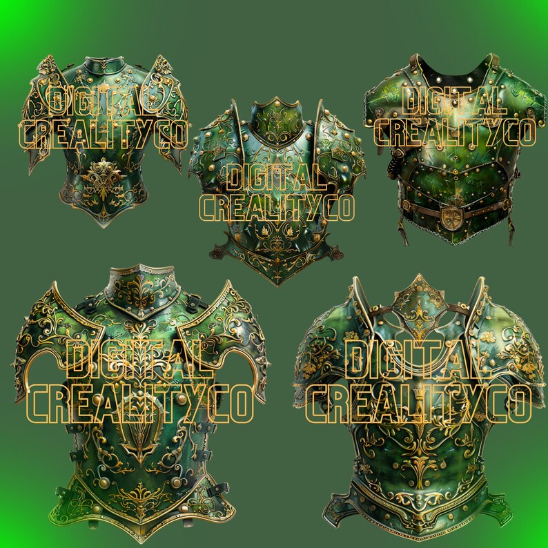Guard of Valor Breastplate Clipart Bundle Emerald Armor Edition! - Etsy