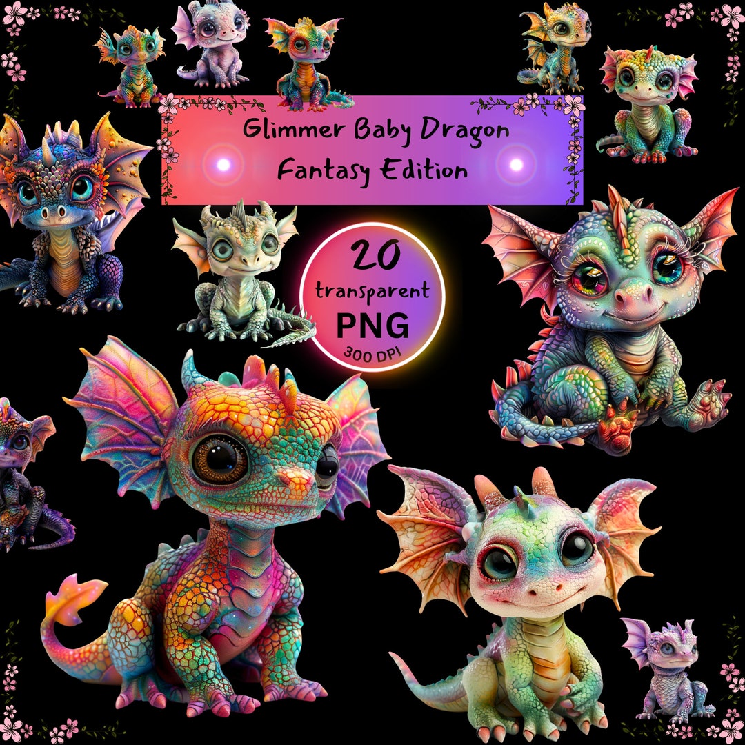 Glimmer Baby Dragon Clipart Bundle Fantasy Edition! - Etsy