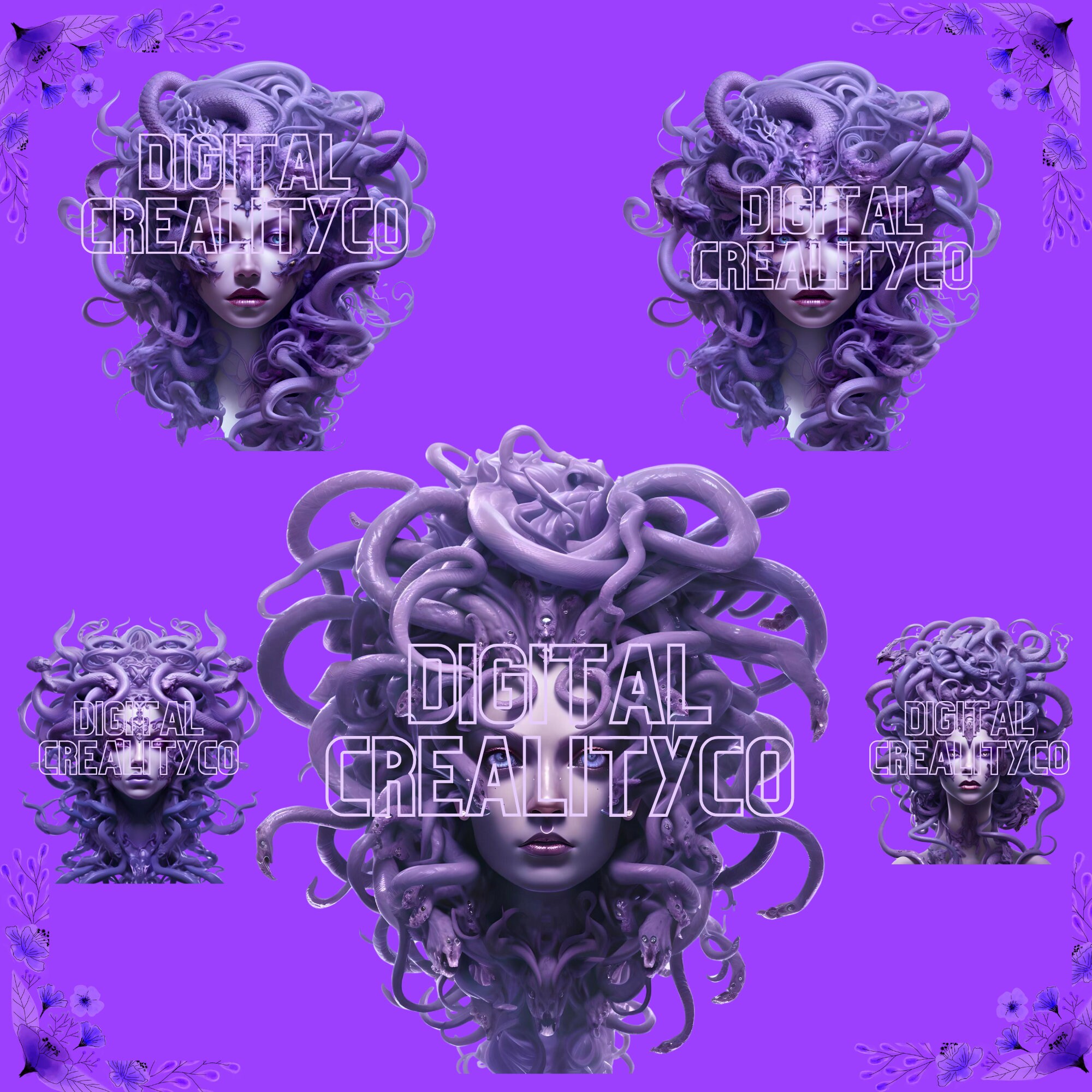 Greek Mythology Purple Medusa Gorgon Bundle 20 PNG Files - Etsy