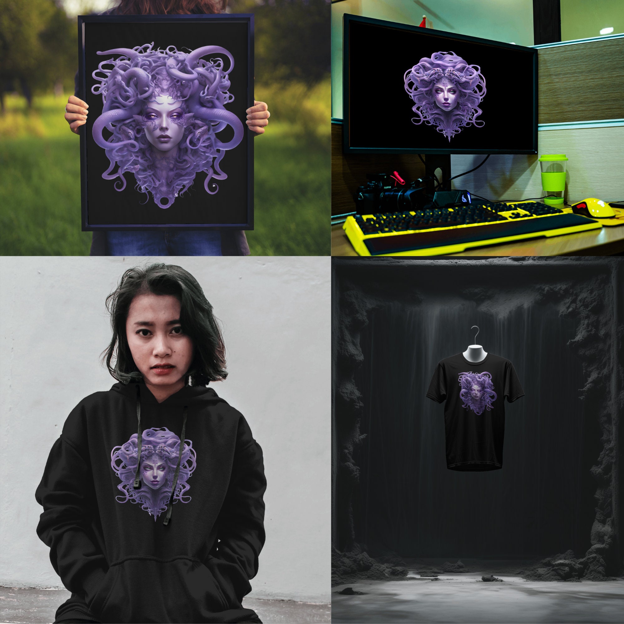 Greek Mythology Purple Medusa Gorgon Bundle 20 PNG Files - Etsy