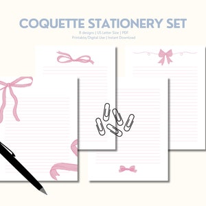 Coquette Stationery Set Printable Writing Paper Letter Message Note Pad ...