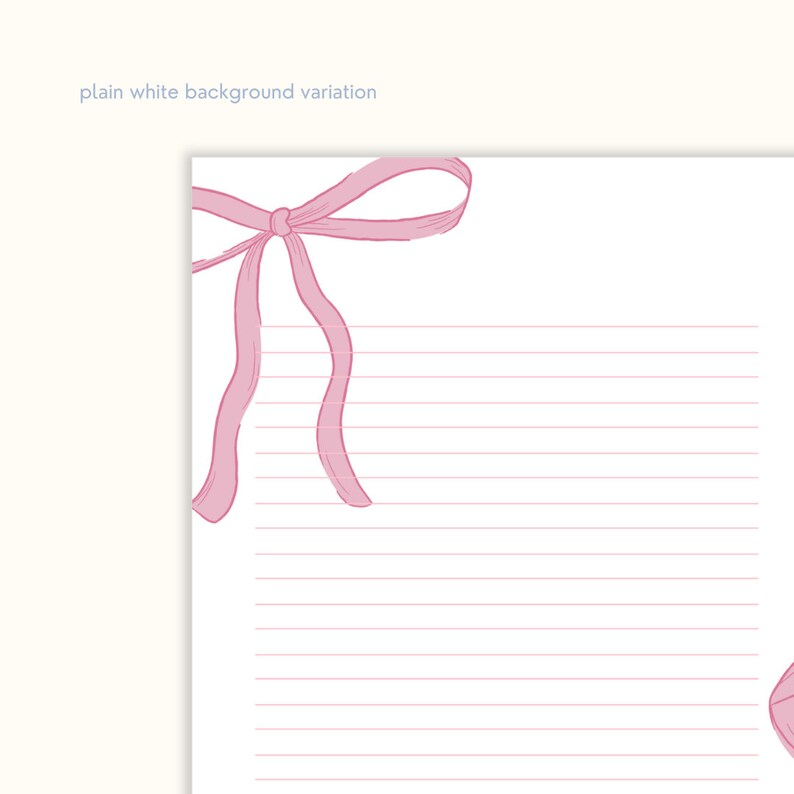 Coquette Stationery Set Printable Writing Paper Letter Message Note Pad ...