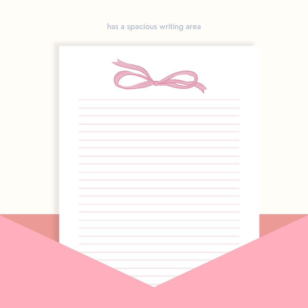 Coquette Stationery Set Printable Writing Paper Letter Message Note Pad ...