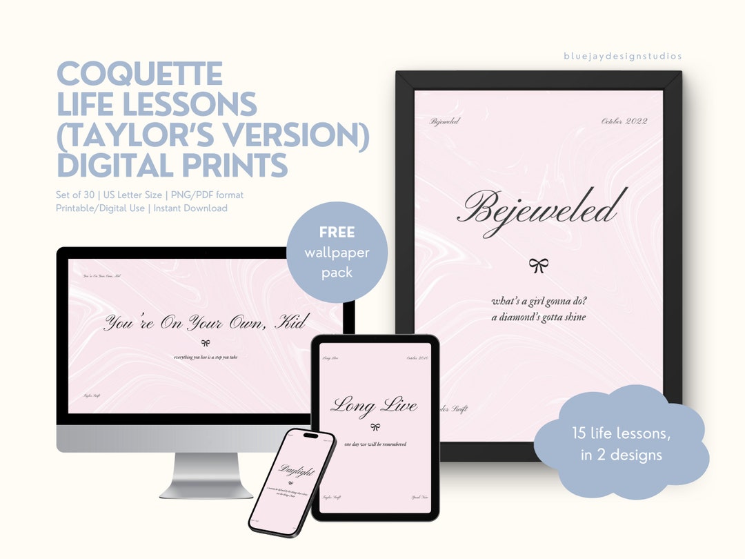 Coquette Taylor Swift Life Lessons Digital Print TS Eras Swiftie Affirmation Lyrics Wall Art ...