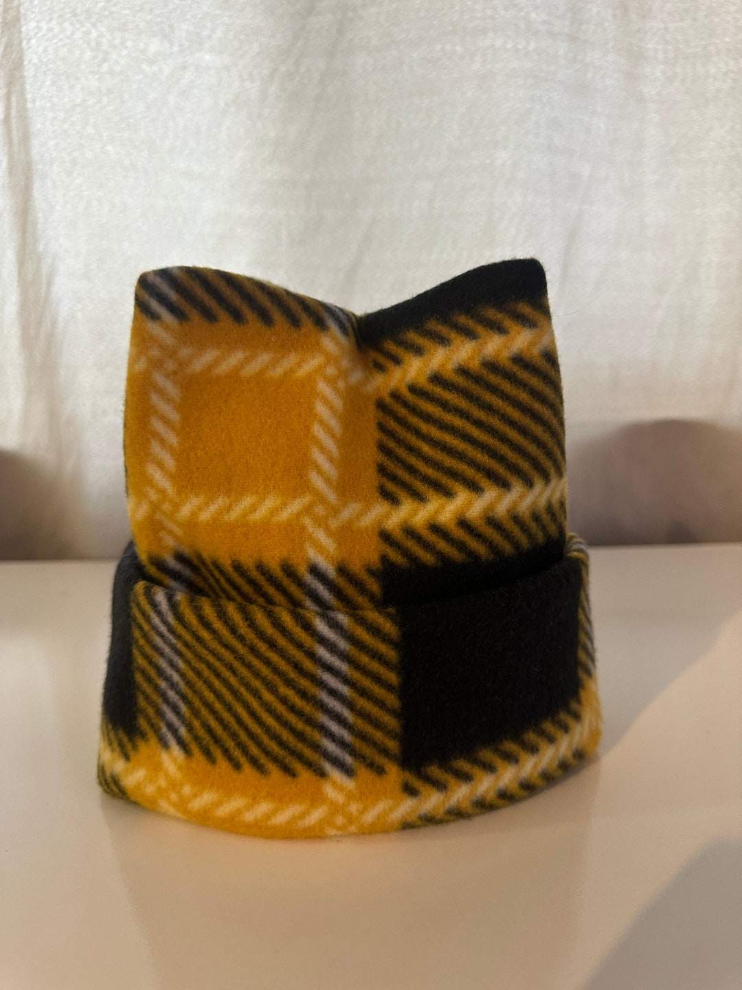 Yellow & Navy Plaid 4 Point Hat - Etsy