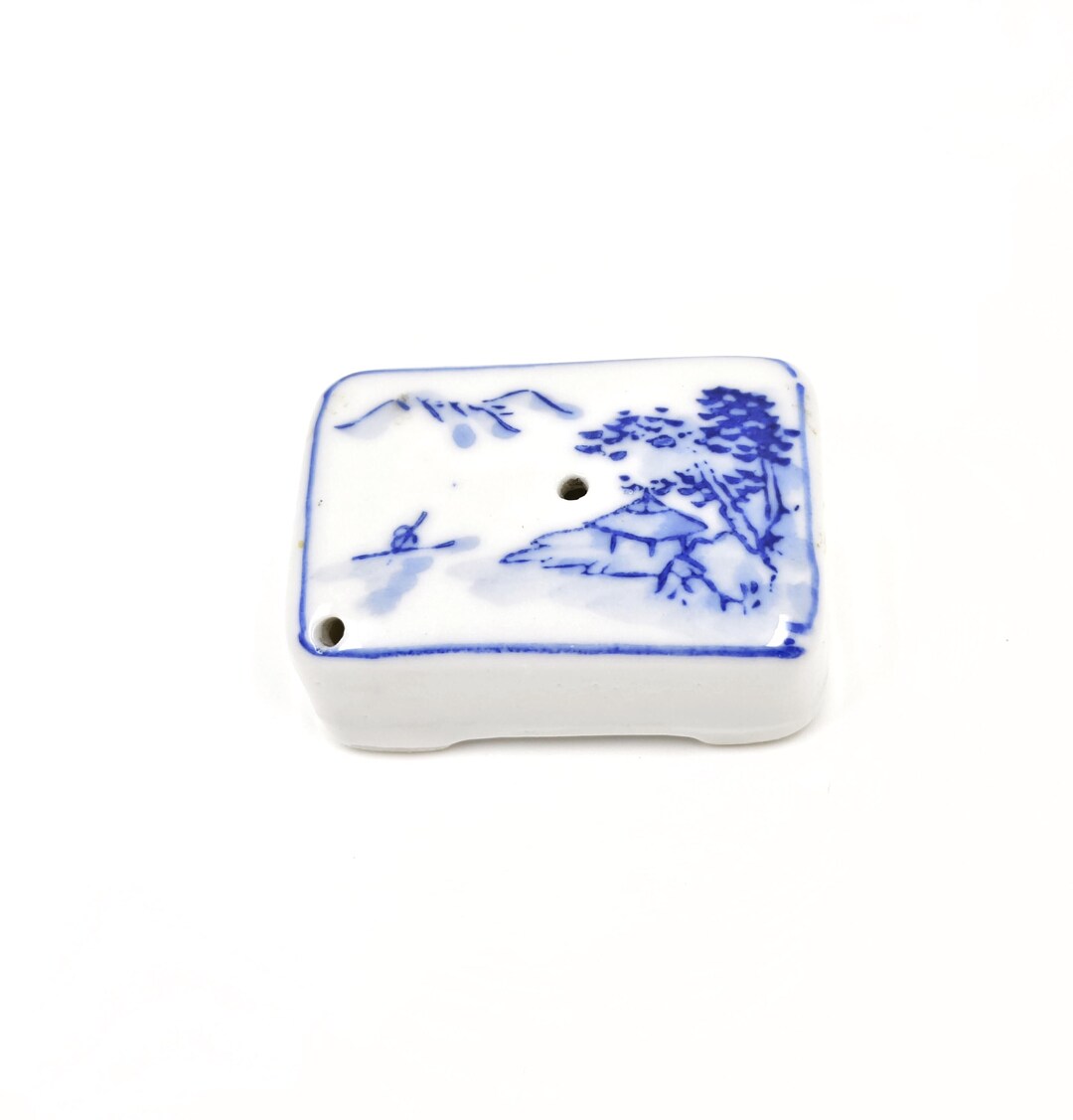 White Blue Ceramic Inkstone Water Dropper From 1920s China Artistic ...