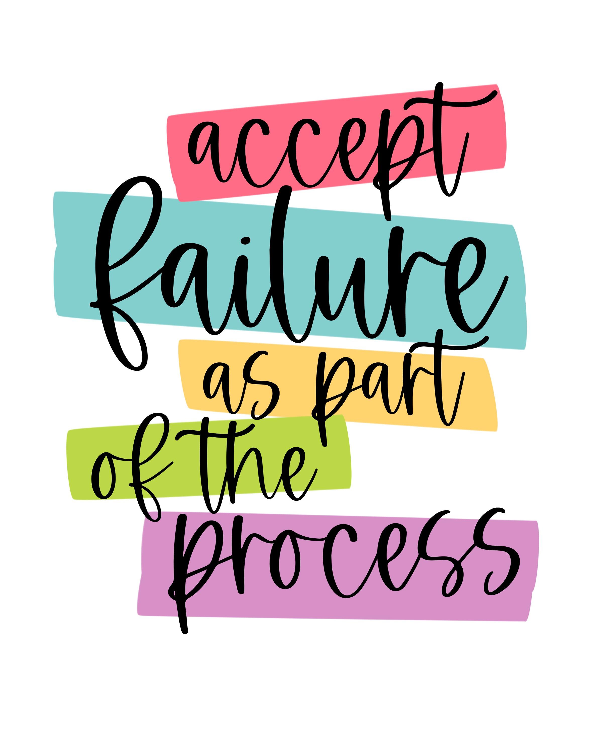 Motivational Poster Accept Failure Colorful and Simple Wall Decor 90s ...
