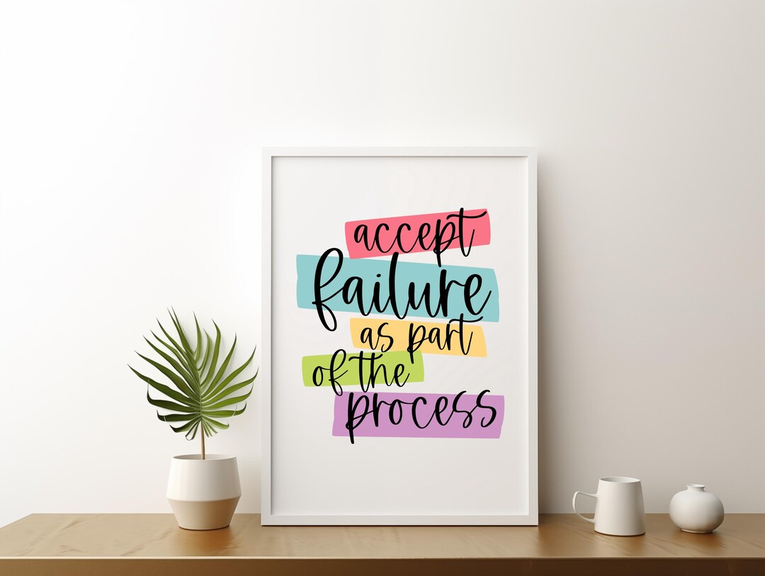 Motivational Poster Accept Failure Colorful and Simple Wall Decor 90s ...