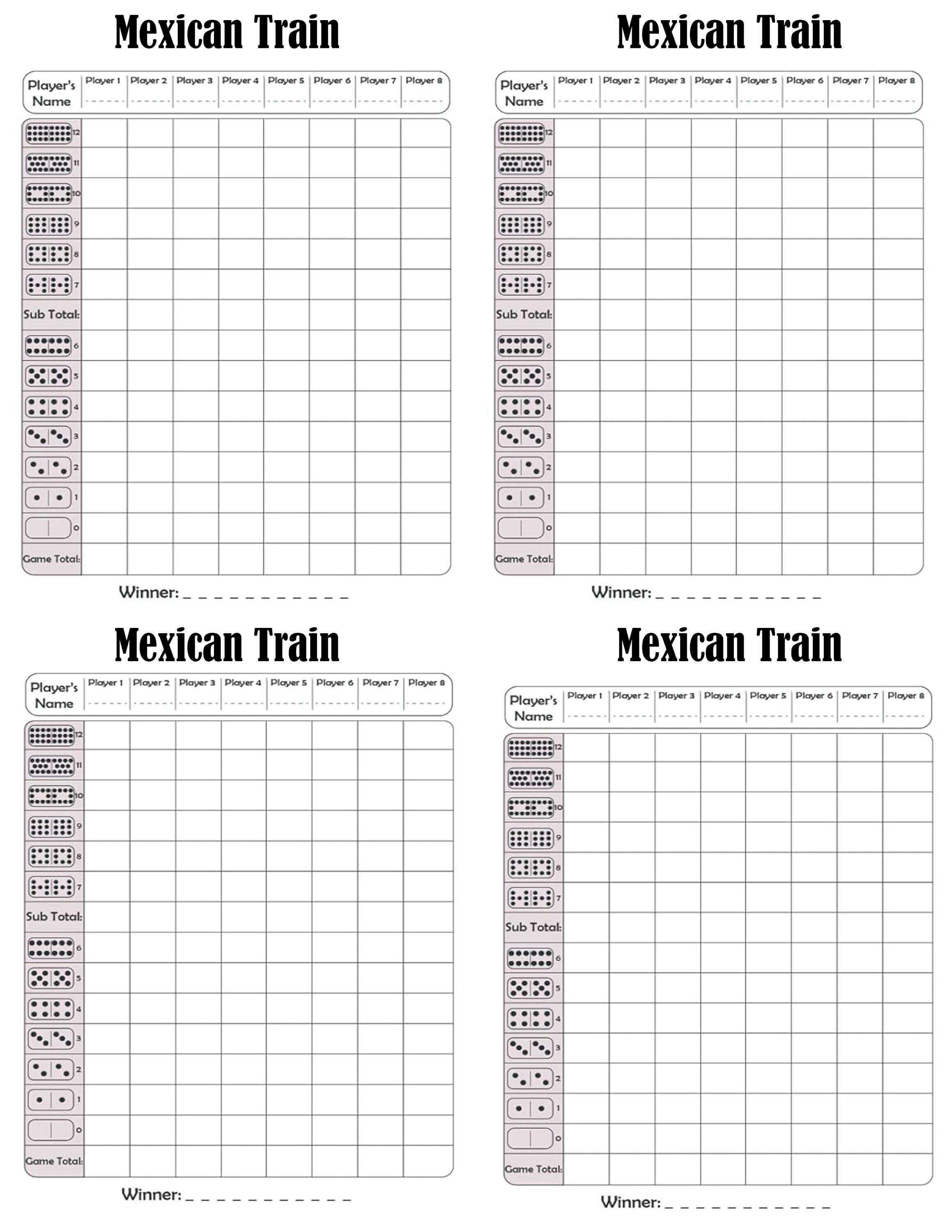 Mexican Train Score Cards - Etsy