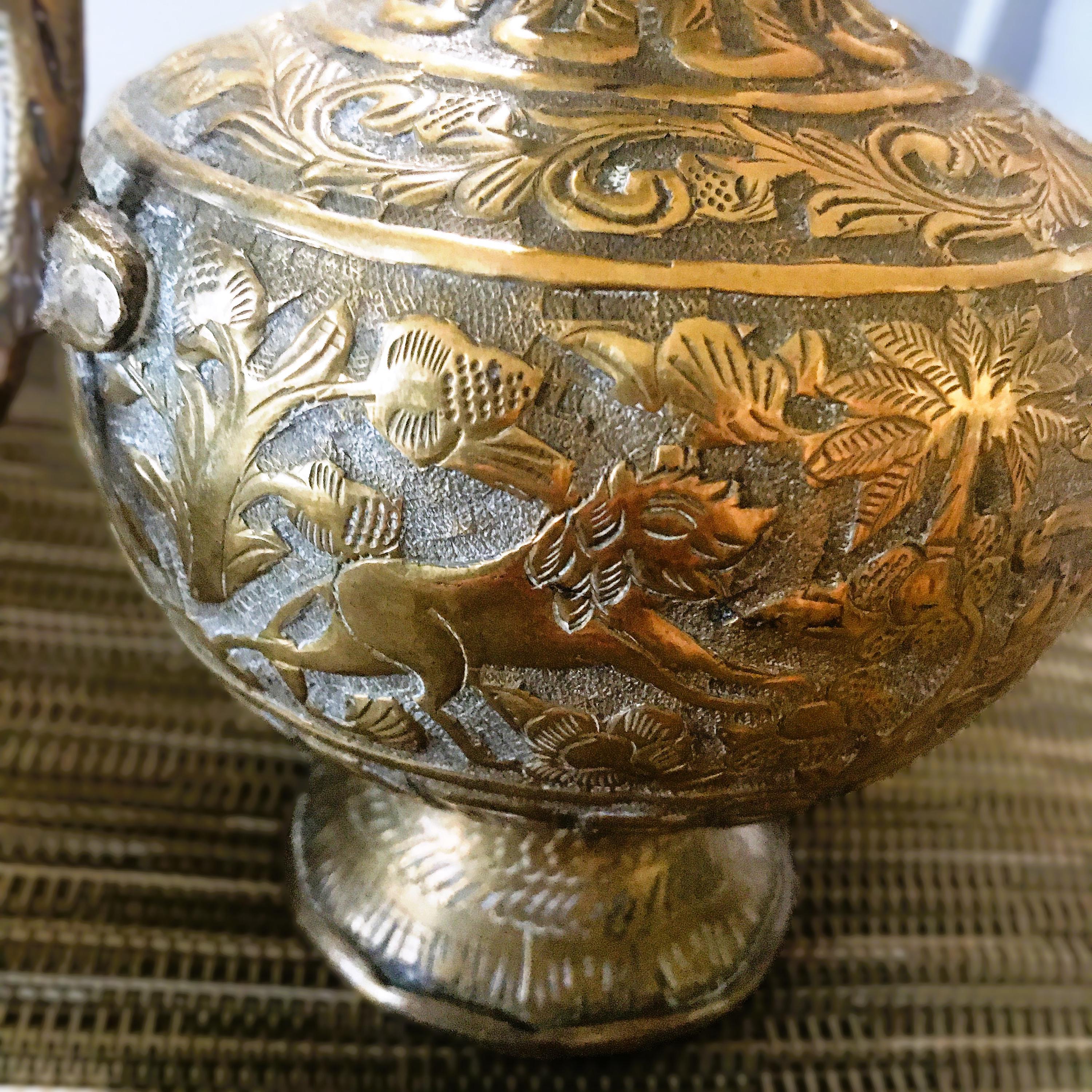 Antique Brass Ewer Pitcher Carafe With Snake Handle. Rare Unique Hand ...