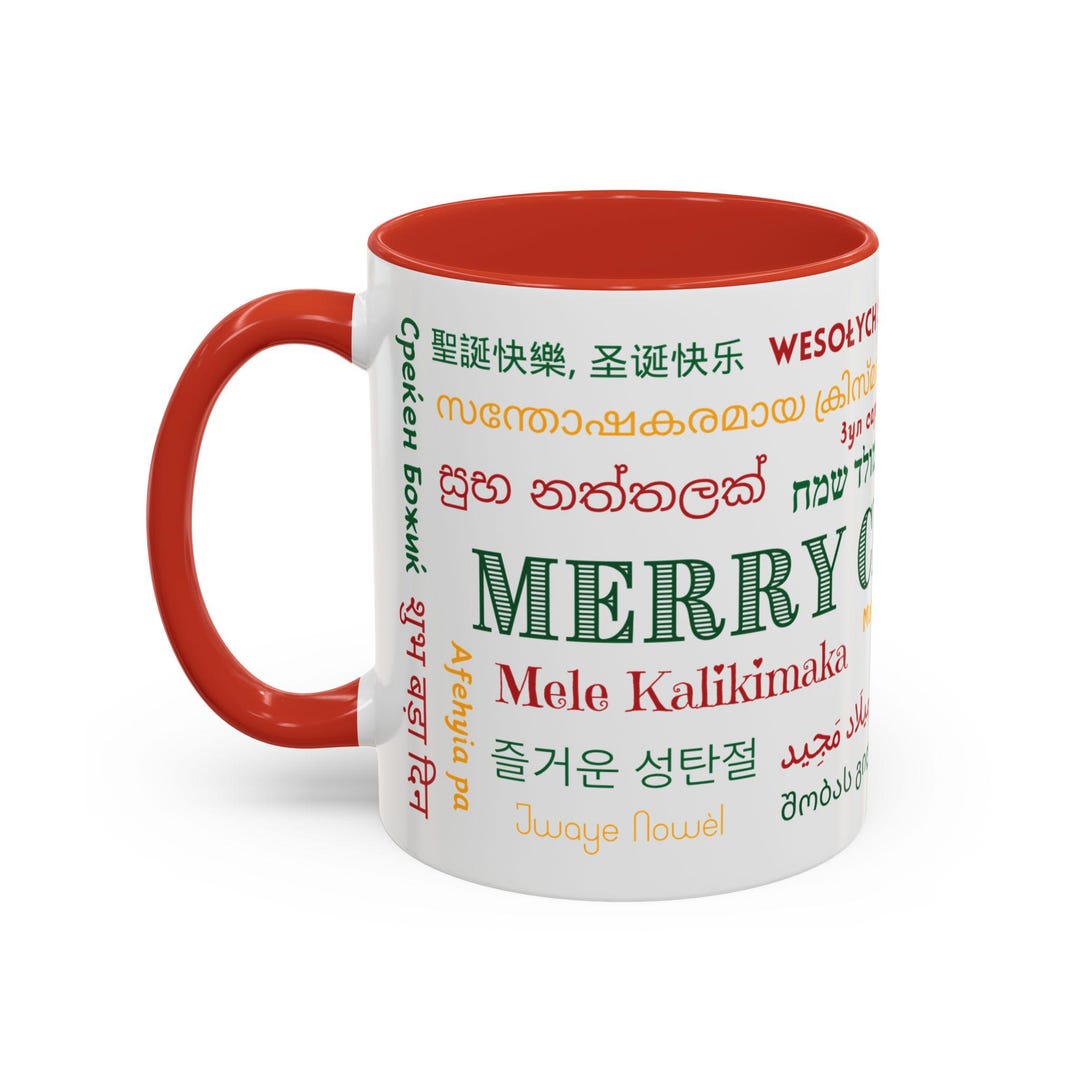 Merry Christmas in Different Languages Accent Coffee Mug - Etsy UK