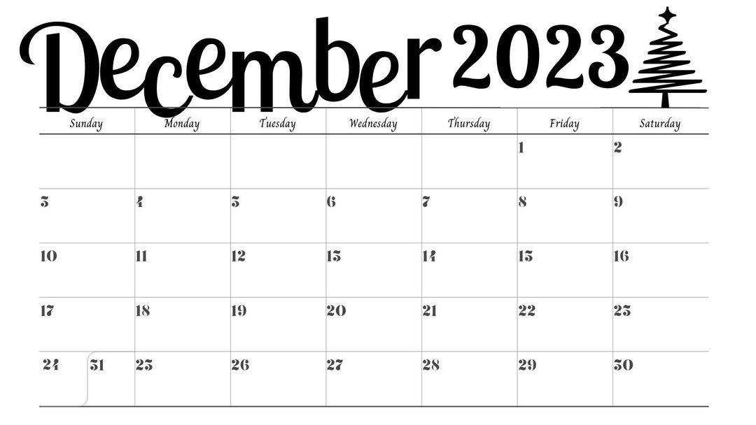 December 2023 Calendar - Etsy