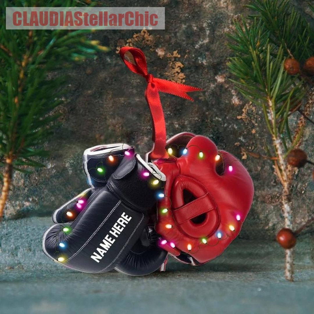 Boxing Gloves and Helmet Personalized Flat Ornament Boxing - Etsy