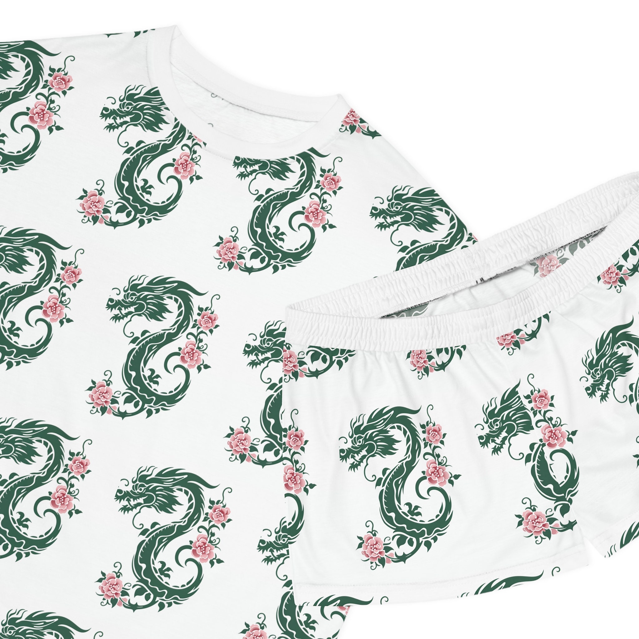 Chinese Dragon Women's Short Pajama Set AOP, Fantasy Dragons ...