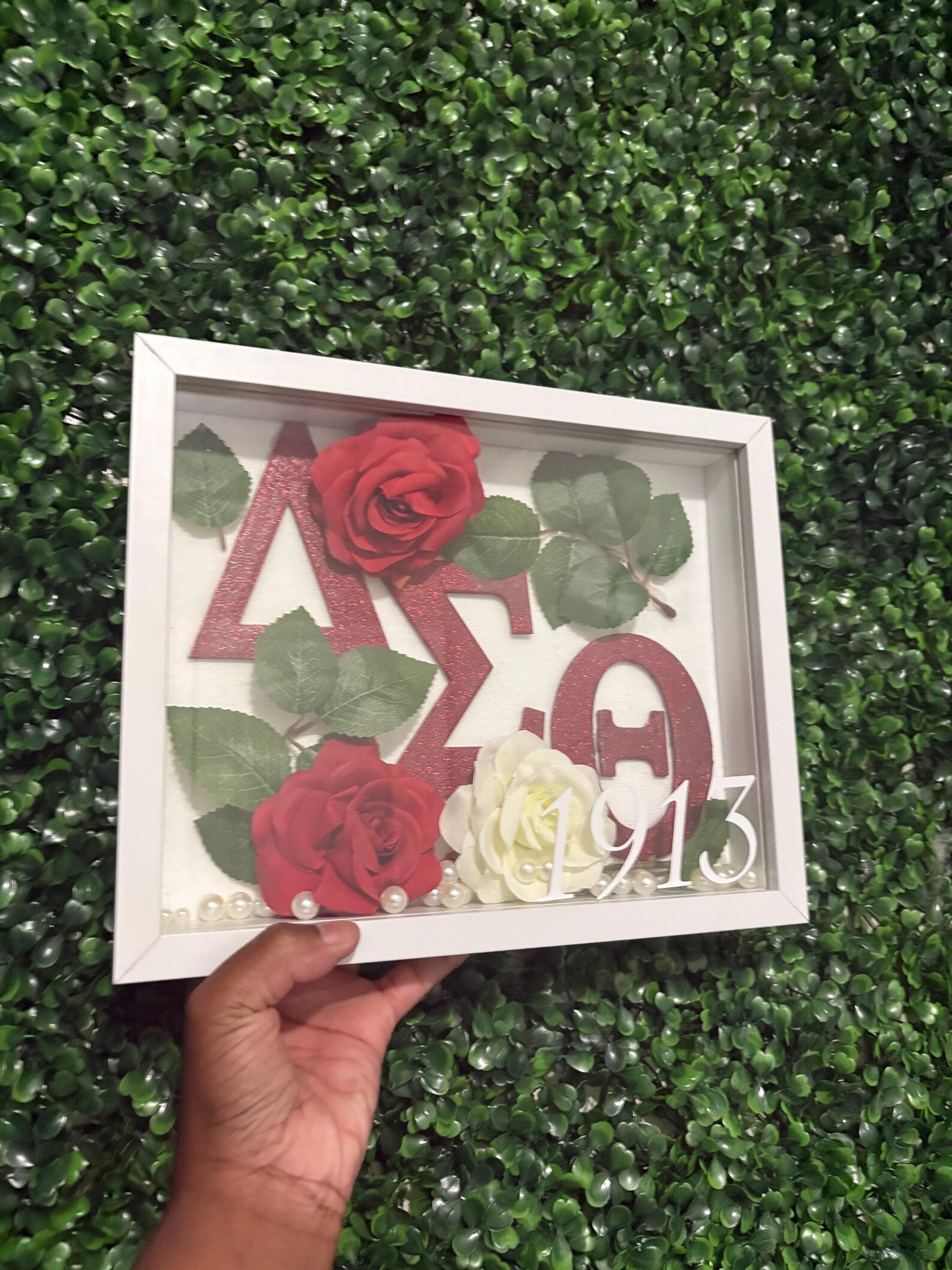 Delta Sigma Theta Shadow Box | Handmade Sorority Gift | 1913 Pearl ...