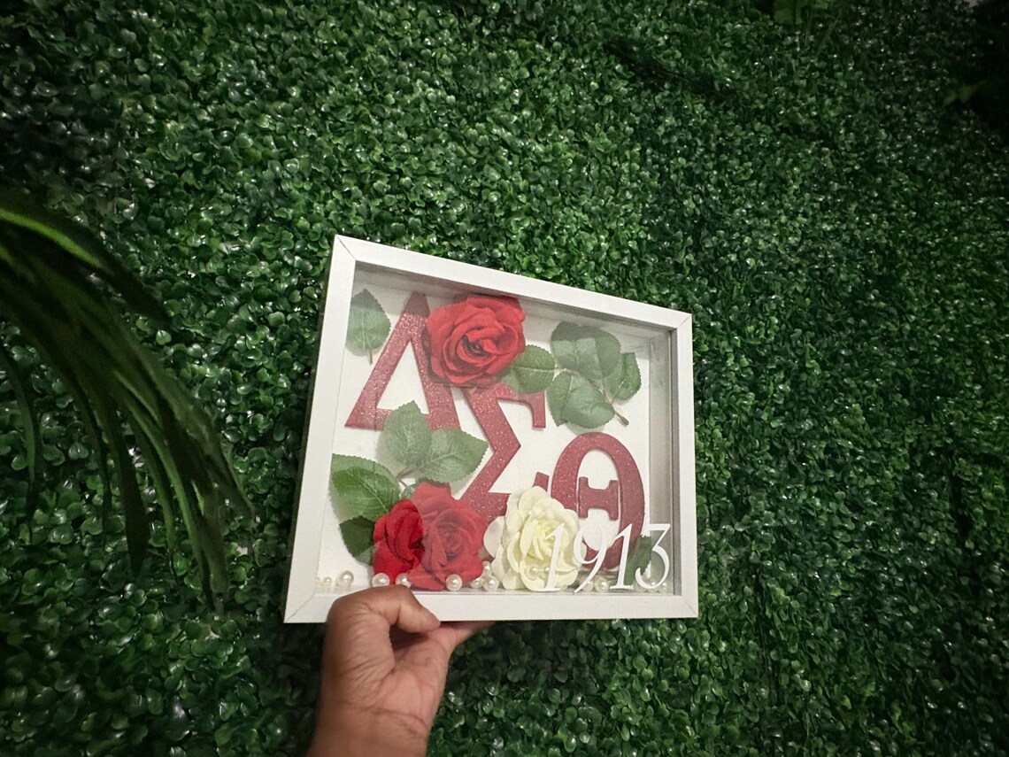 Delta Sigma Theta Shadow Box | Handmade Sorority Gift | 1913 Pearl ...