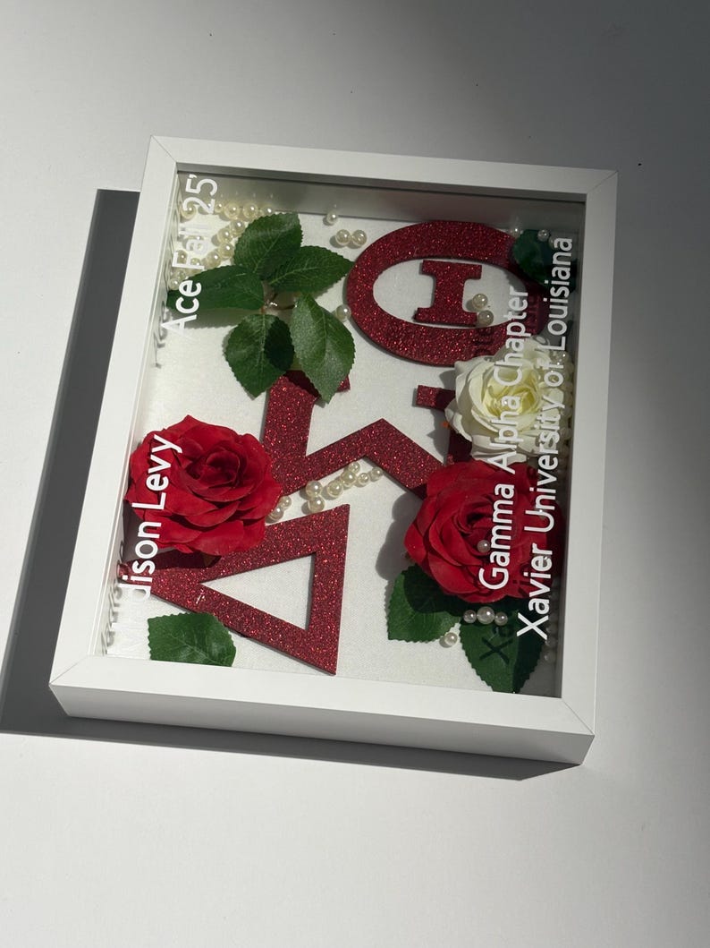 Delta Sigma Theta Shadow Box | Handmade Sorority Gift | 1913 Pearl ...
