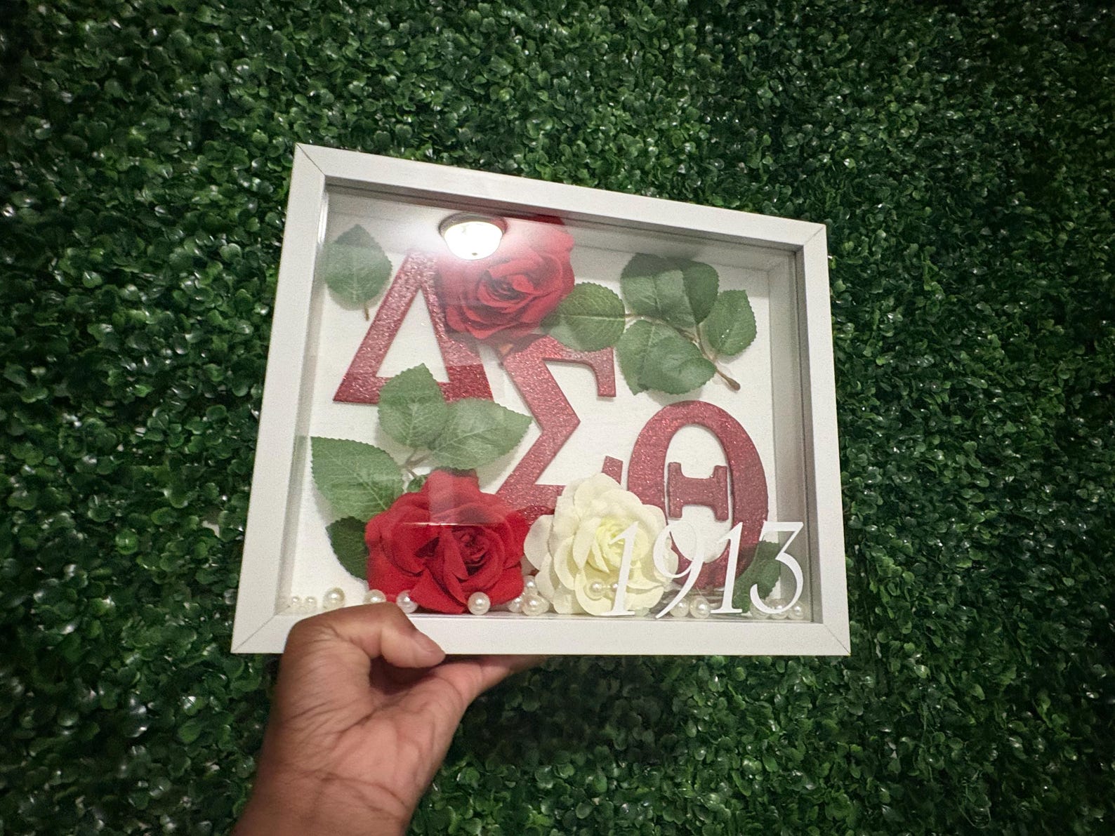 Delta Sigma Theta Shadow Box | Handmade Sorority Gift | 1913 Pearl ...