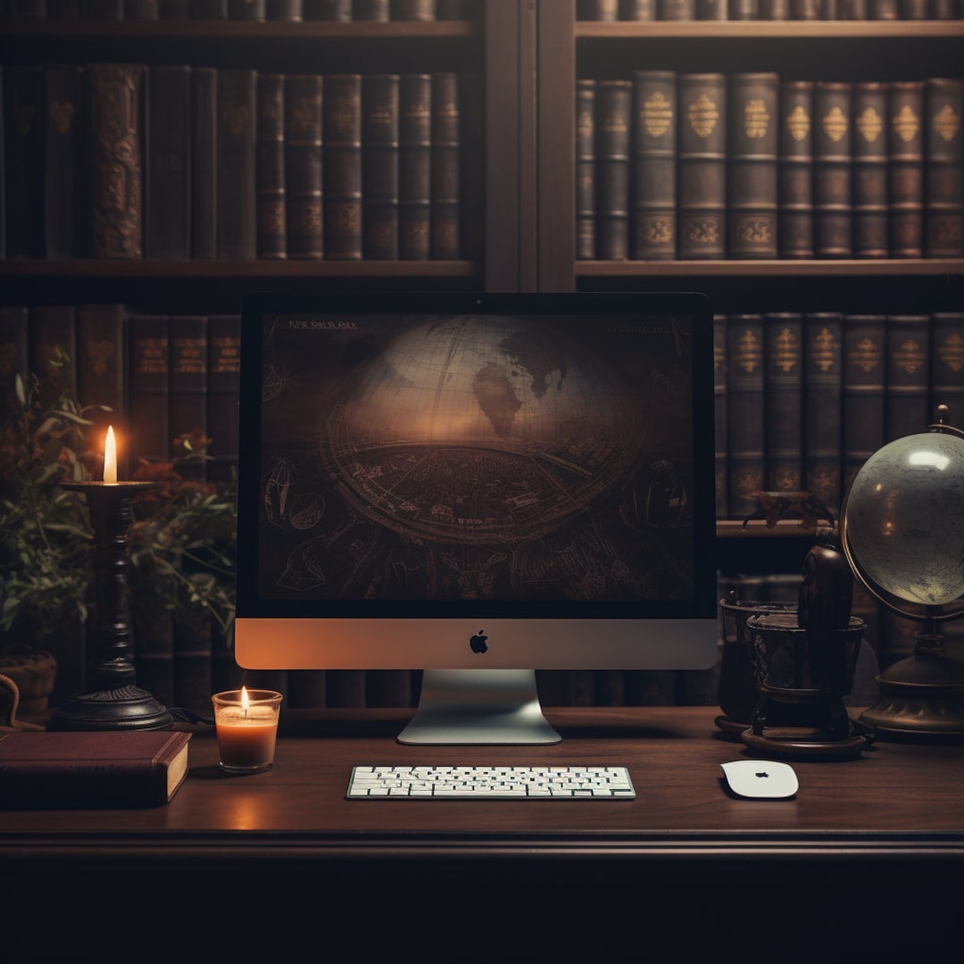 Dark Academia Library Wallpaper Desktop Image Set of 4 - Etsy