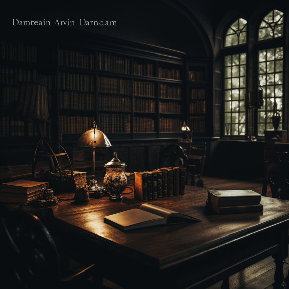 Dark Academia Library Wallpaper Desktop Image Set of 4 - Etsy