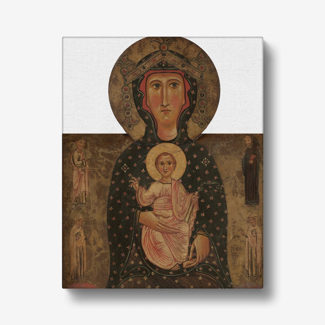 Madonna And Child Enthroned With Four Saints C 1240 1245 Rare