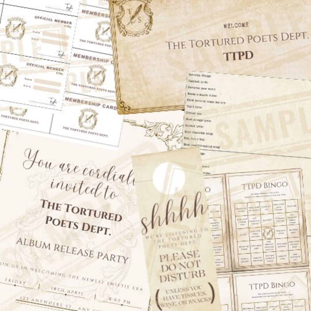 Tortured Poets Dept. Party Bundle, TTPD, Album Listening Party, Taylor ...