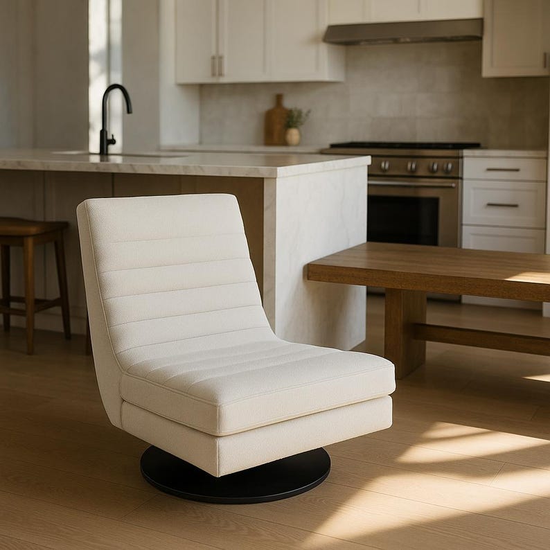 Modern Futuristic White Leather Rotating Chair for Lounge Room Living ...