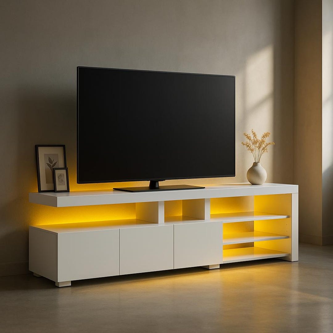 Black / White Modern RGB LED TV Cabinet - Television Cabinet - T.V ...