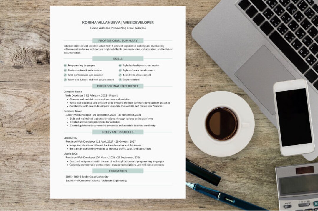 Resume Template Editable Professional Resume Professional Resume ...