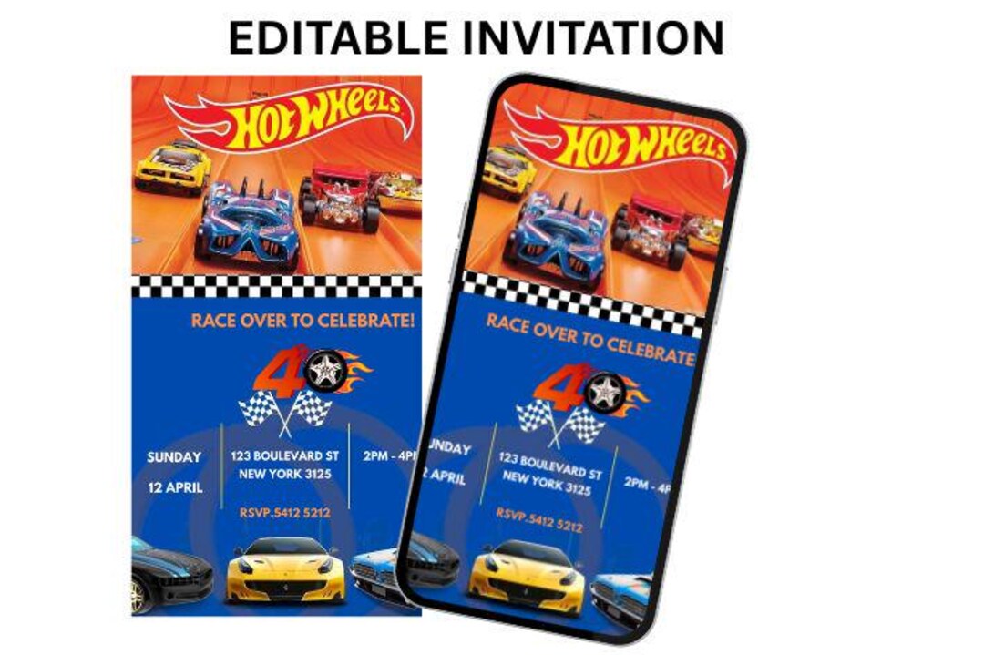Hot Wheels Birthday Invitation: Editable Race Car Party Template ...