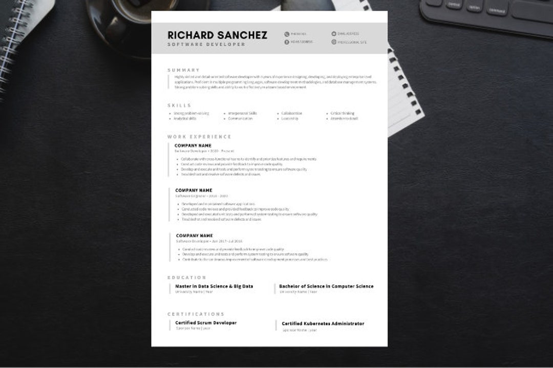 Resume Template Editable Professional Resume Professional - Etsy