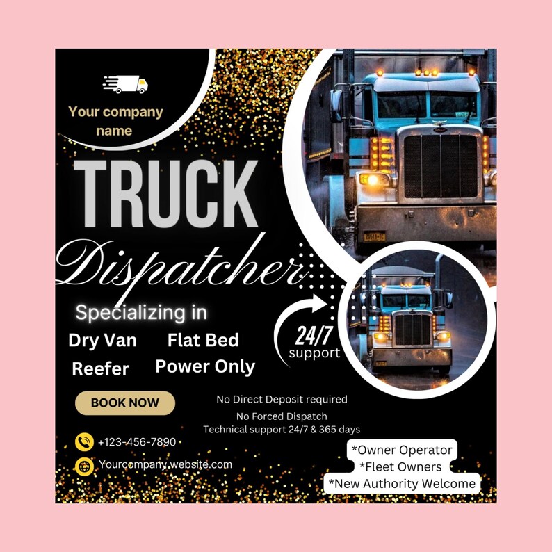 Truck Dispatcher, DIY Instagram Flyer Template 2 Book Now Flyer Graphic ...