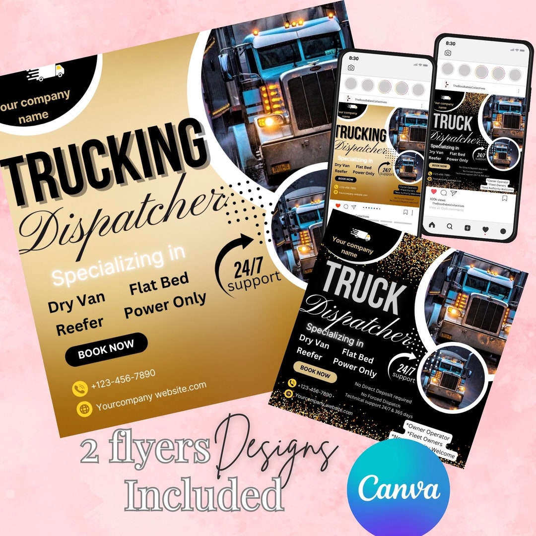 Truck Dispatcher, DIY Instagram Flyer Template 2 Book Now Flyer Graphic ...