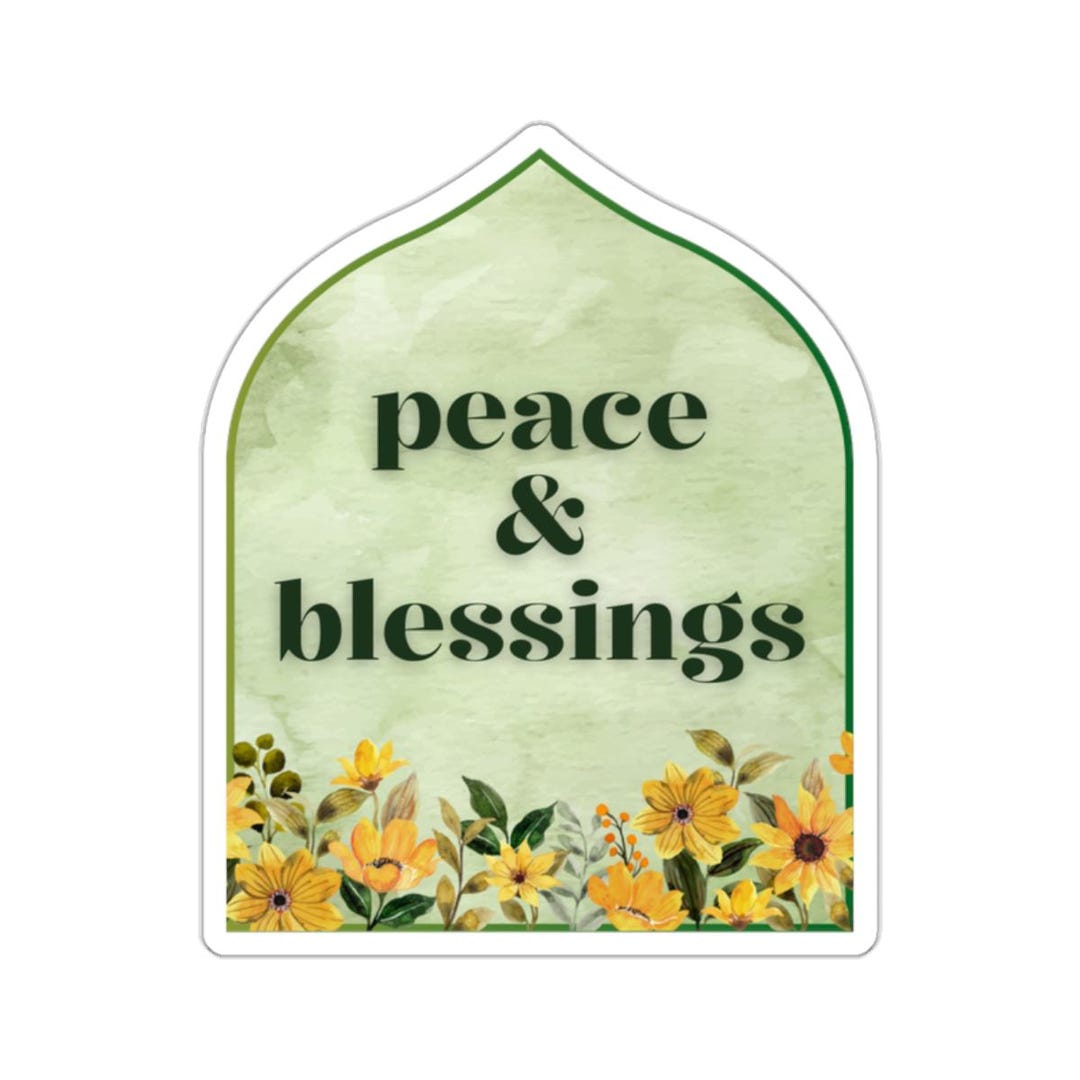 Green Floral Peace & Blessings Kiss-cut Stickers, Islamic Art, Glad ...