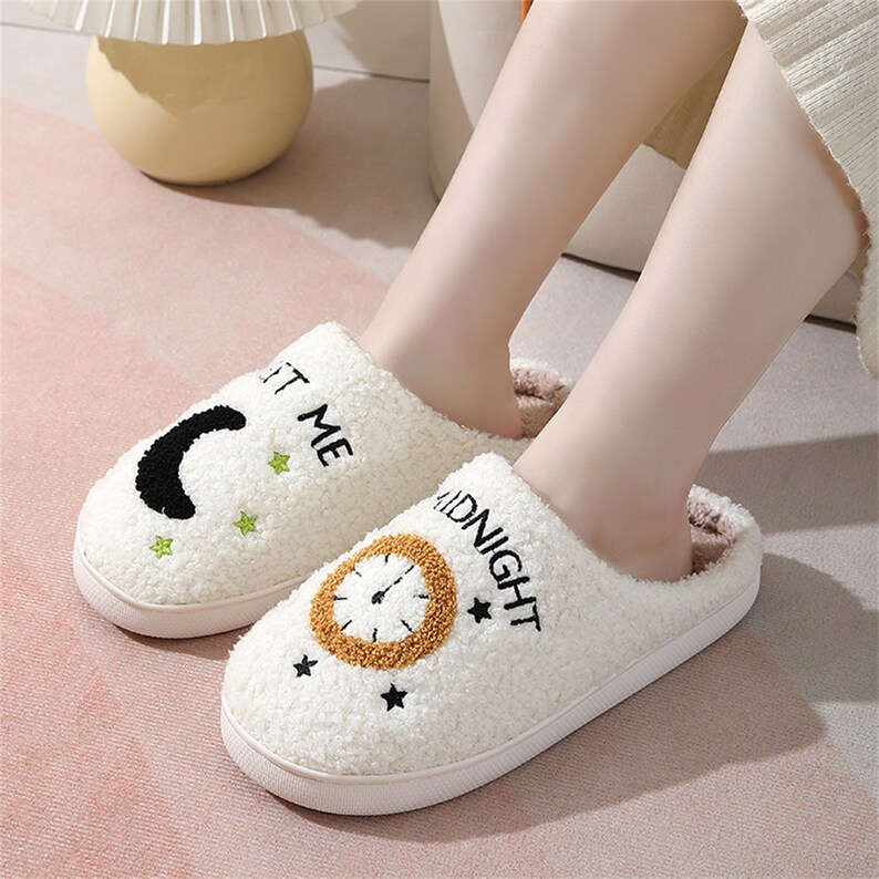 Meet Me at Midnight Slippers, Comfortable and Comfortable Embroidered ...