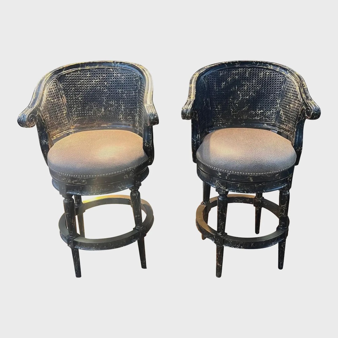 Pama Furniture Swivel Bar Black and Gold Stools- Set of 2 - Etsy