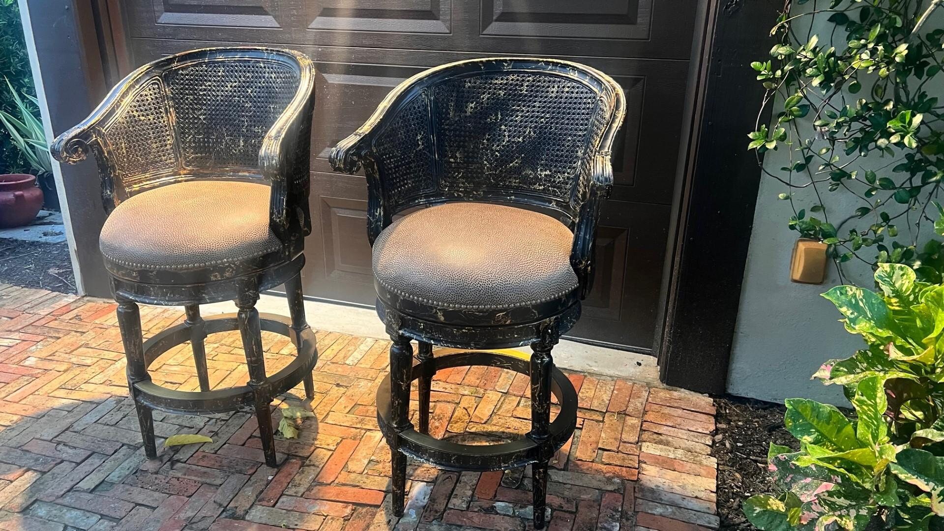 Pama Furniture Swivel Bar Black and Gold Stools Set of 2 - Etsy