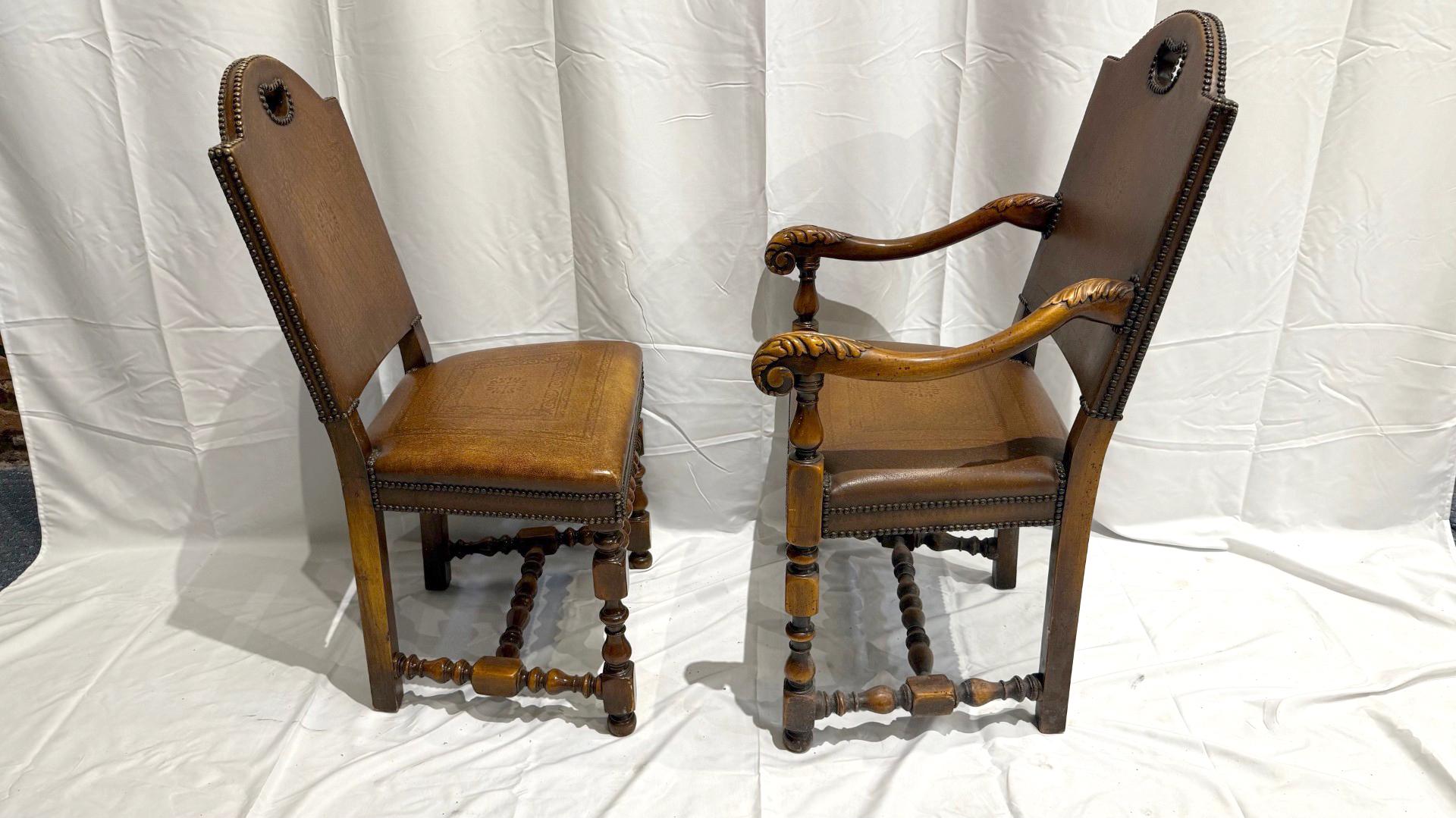 2000s Theodore Alexander Buffalo Hide Leather Dining Chairs - Set of 8 ...