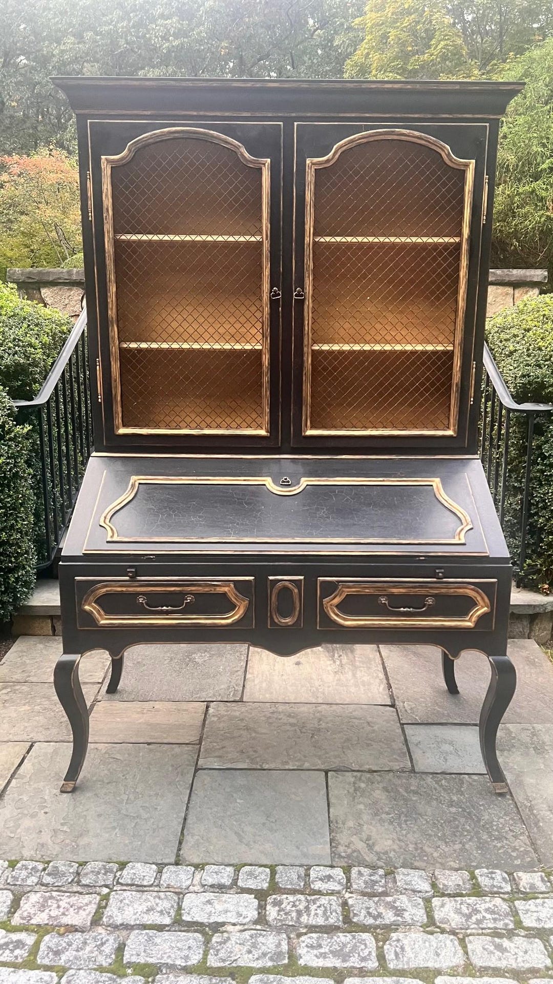 1990s Minton-spidell Louis XV Ebonized Secretaire Bookcase - Etsy