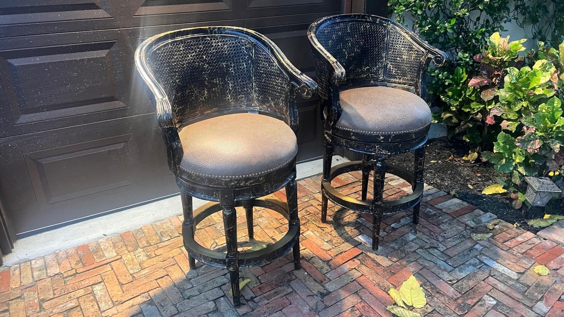 Pama Furniture Swivel Bar Black and Gold Stools Set of 2 - Etsy