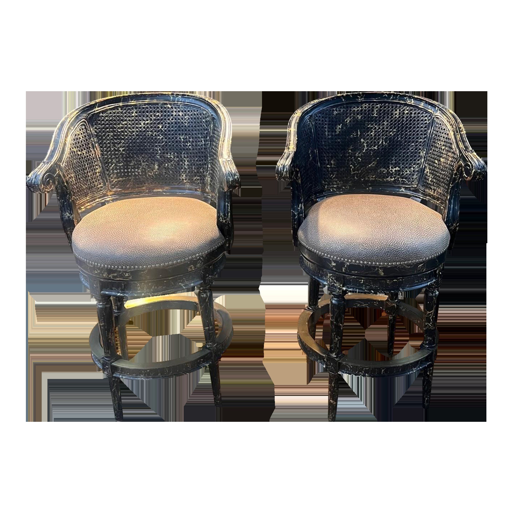 Pama Furniture Swivel Bar Black and Gold Stools Set of 2 - Etsy