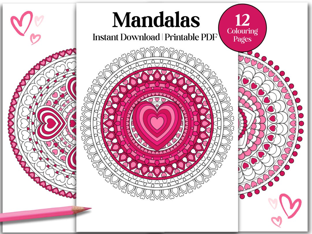 Mandalas de São Valentim, Colorir Mandala de São Valentim, Livro de ...