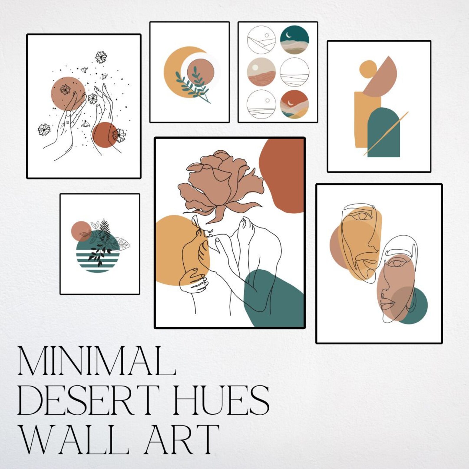 Boho Gallery Wall Set, Set of 7 Prints, Minimal Wall Art, Abstract ...