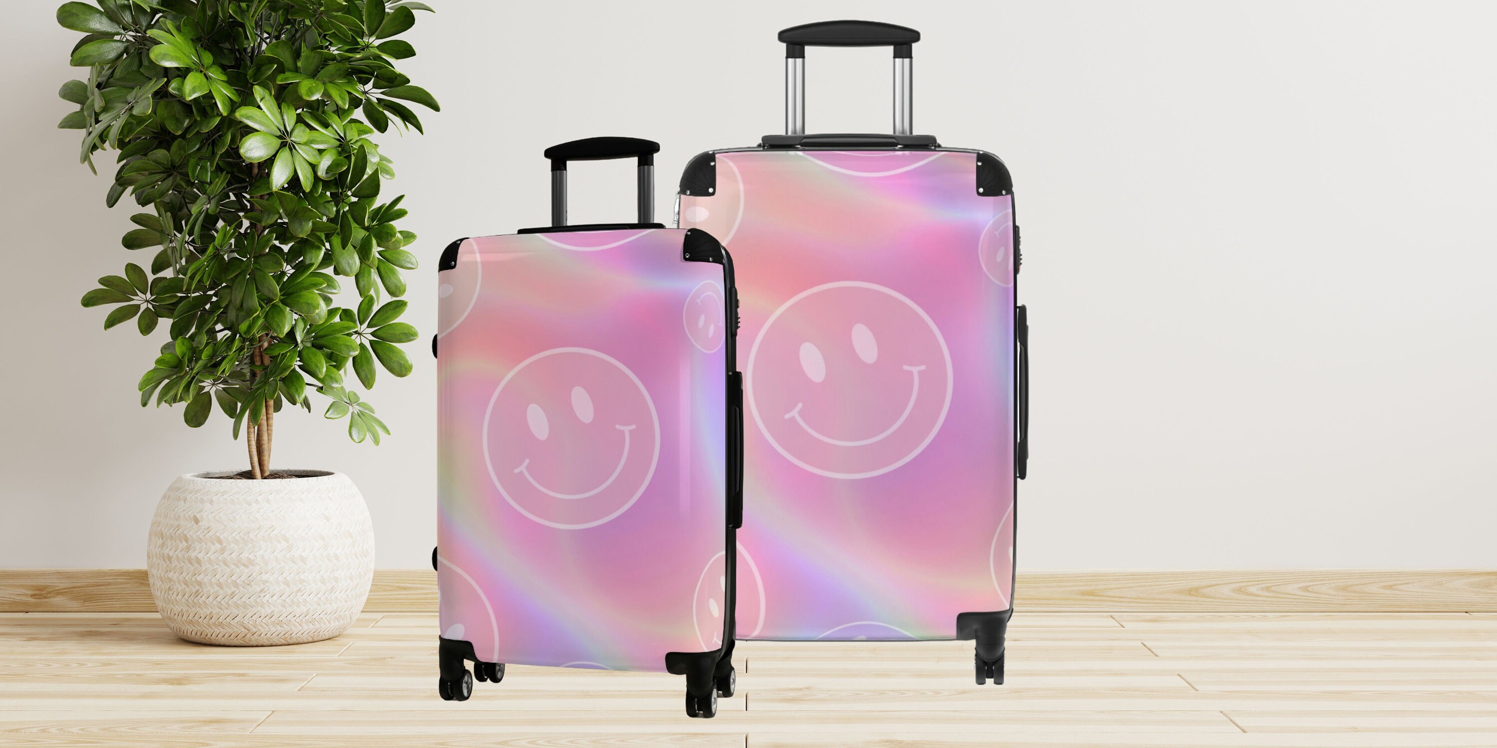Cute Smiley-face Suitcase, Carry on Suitcase, Carry on Hard Shell ...