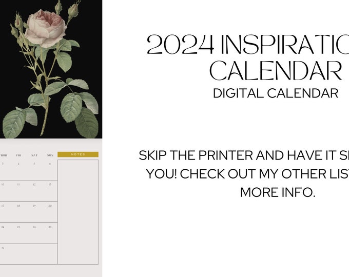 2024 Calendar, 2024 Wall Calendar, Illustrated Hand Painted 12 Month ...