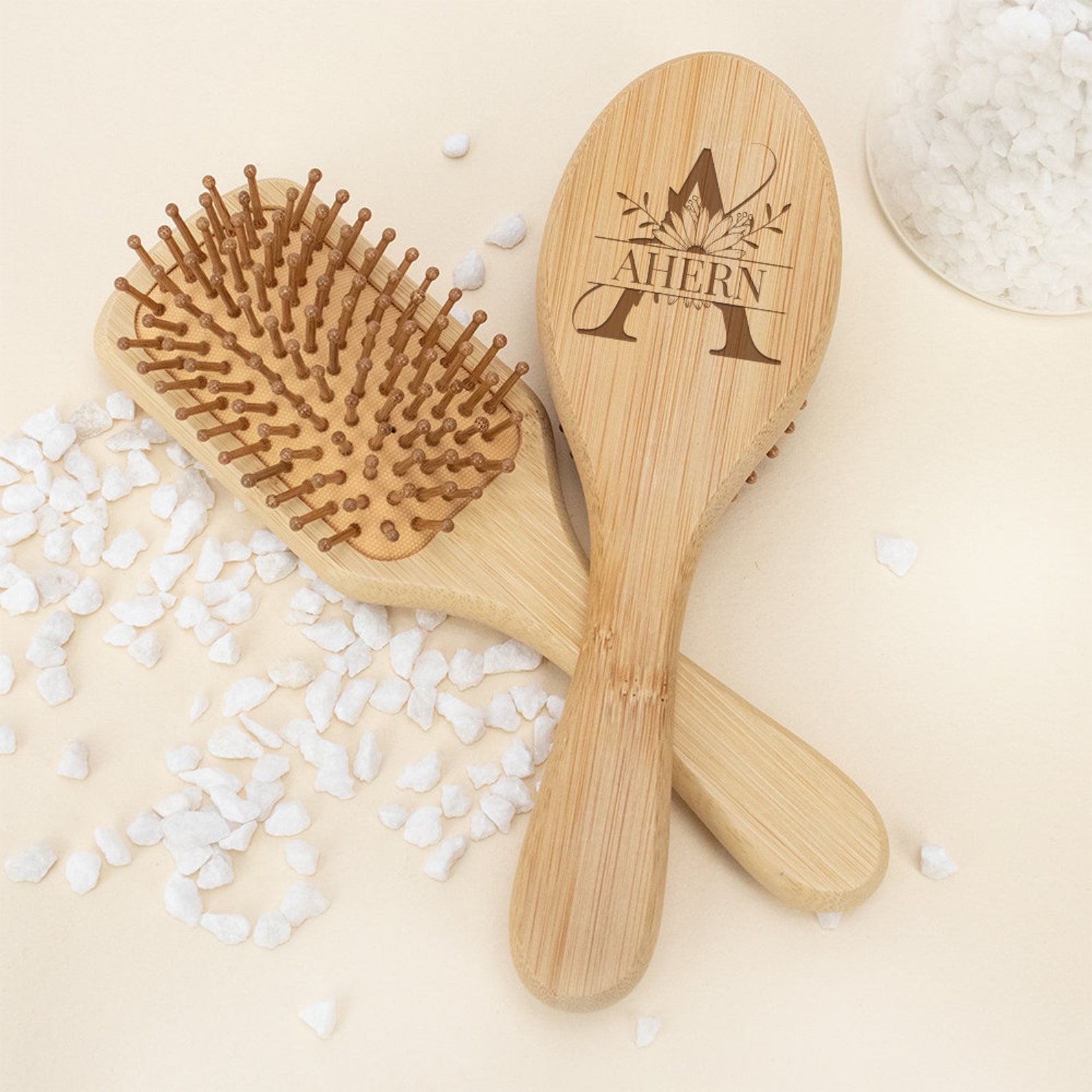 Personalised Bamboo Paddle Hairbrush, Engraved Hair Brush for Girls ...