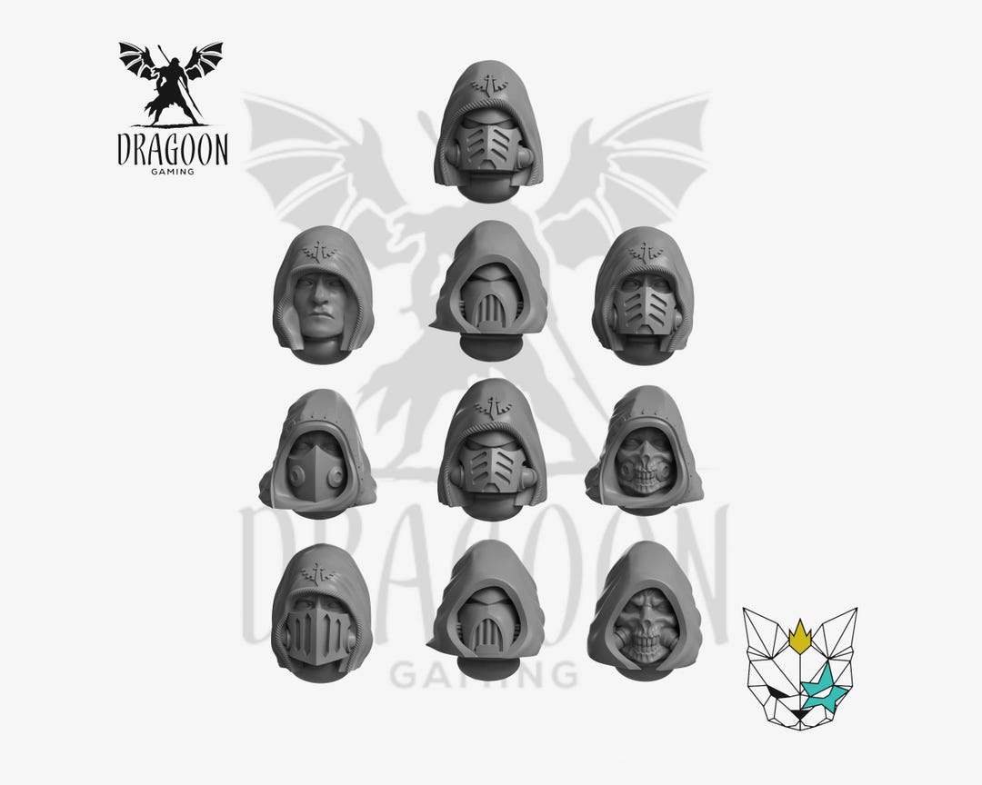 Hooded Heads. Conversion Bits for 28mm Space Knights and Sci-fi Marines ...