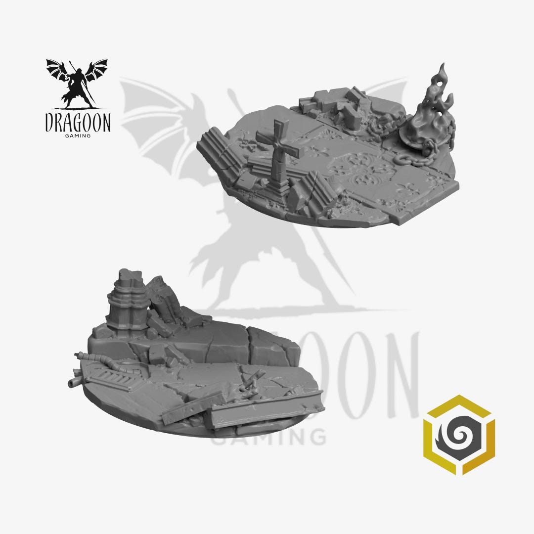 Cathedral Ruins 60mm Base Toppers for 28mm Tabletop Wargames ...