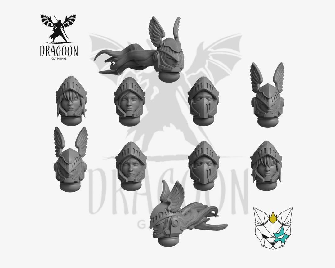 Female Space Knights Heads. Conversion Bits for 28mm Scale Prime Sci-fi ...